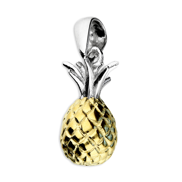 2 Tone Pineapple Pendant & Chain - Salsa Silver Jewellery